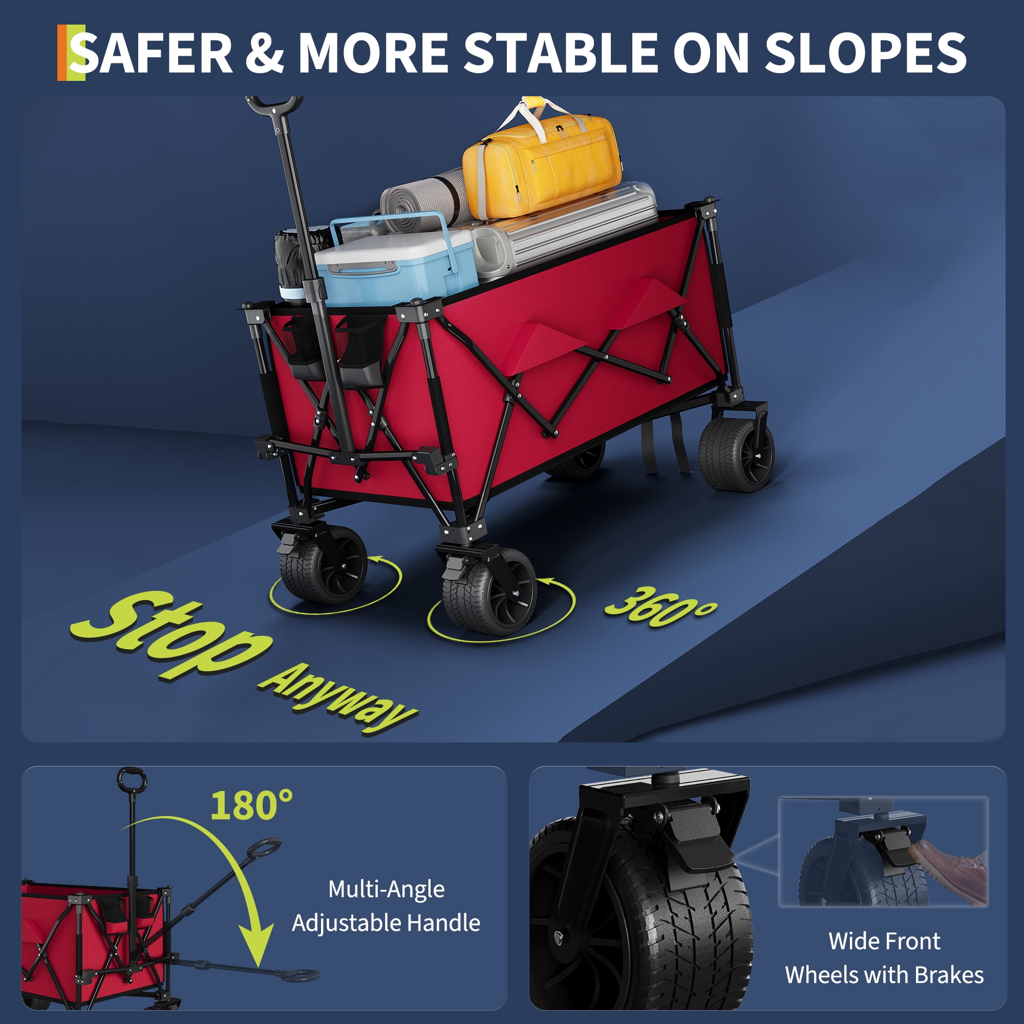 Garden Wagon – Heavy Duty Extra Large Utility Cart – 35" Collapsible ...
