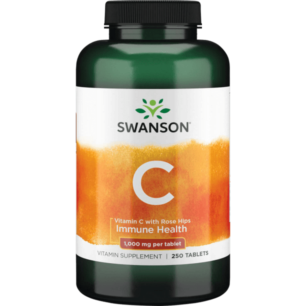 Swanson Vitamin C with Rose Hips Tablets, 1,000 mg, 250 Count ...