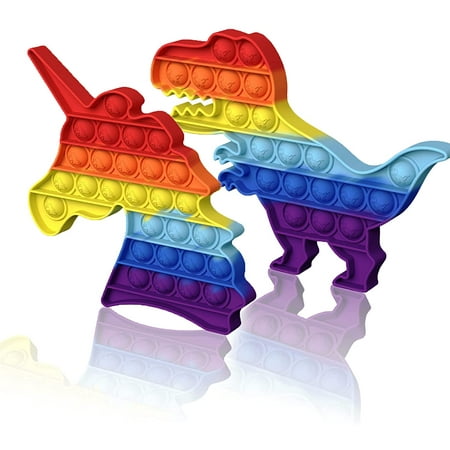 2 Pcs Unicorn Dinosaur Pop-its Fidget Toy | Popit Poppet Figit Popper ...