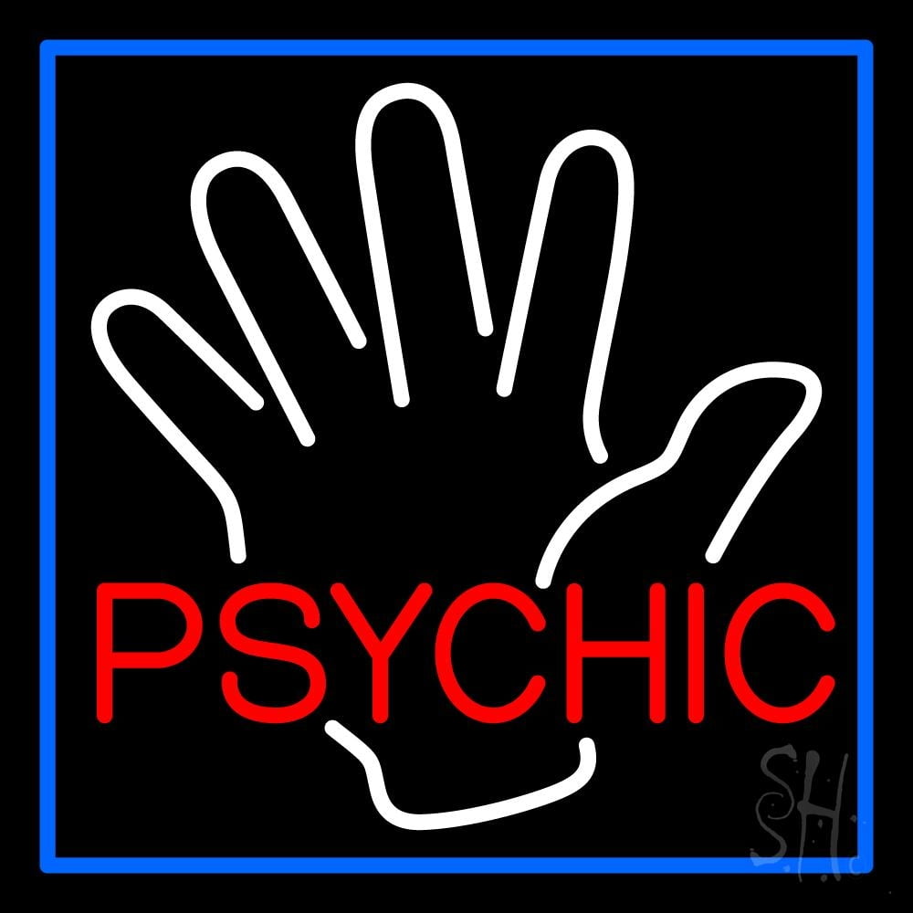 Red Psychic With Palm LED Neon Sign 16" Tall x 16" Wide - inches Black ...