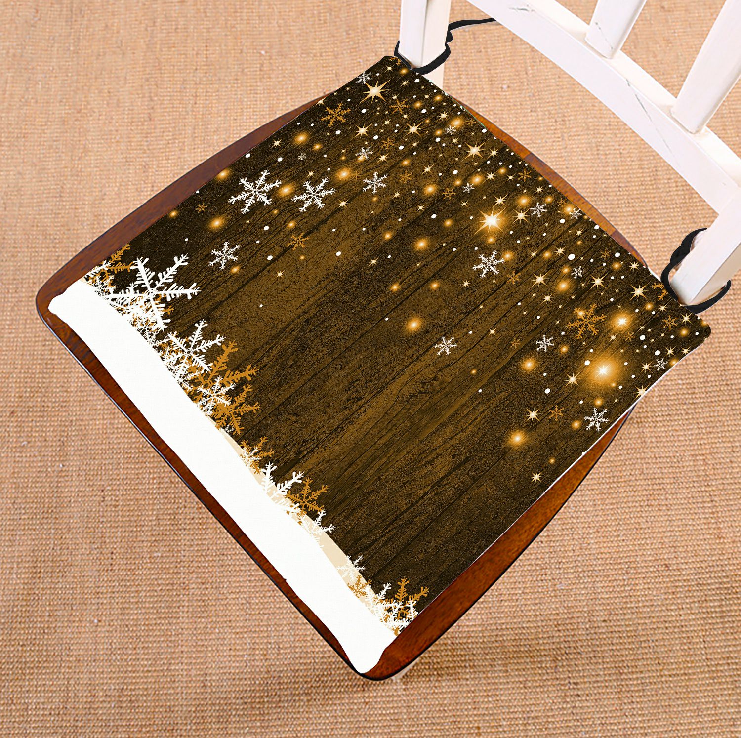 ABPHQTO Christmas Snowflake Wooden Board Chair Pad Seat Cushion Chair ...