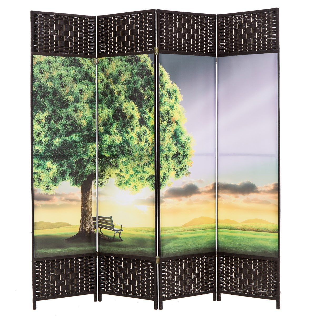 THY COLLECTIBLES Decorative Freestanding Woven Bamboo & Canvas Print 4 ...