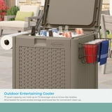 Suncast Resin Wicker Outdoor Patio Cooler with Storage, 77 Quart ...