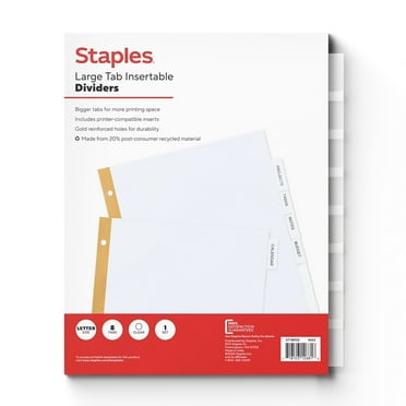 Staples Big Tab Blank Paper Dividers 8-Tab Multicolor 4/Pack (13517/ ...