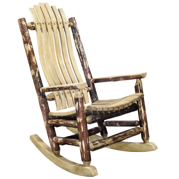 Glacier Country Collection Adult Log Rocker, Exterior Stain Finish ...