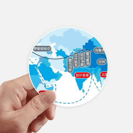 Vector Diagram Journey Silk Road Map Sticker Round Wall Suitcase Laptop ...