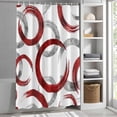 Abstract Red Gray Circle Shower Curtain Set, Waterproof Shower Curtains ...