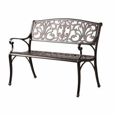 UBesGoo 40.5" Outddor Bench, Patio Garden Aluminum Bench, Rose Pattern ...