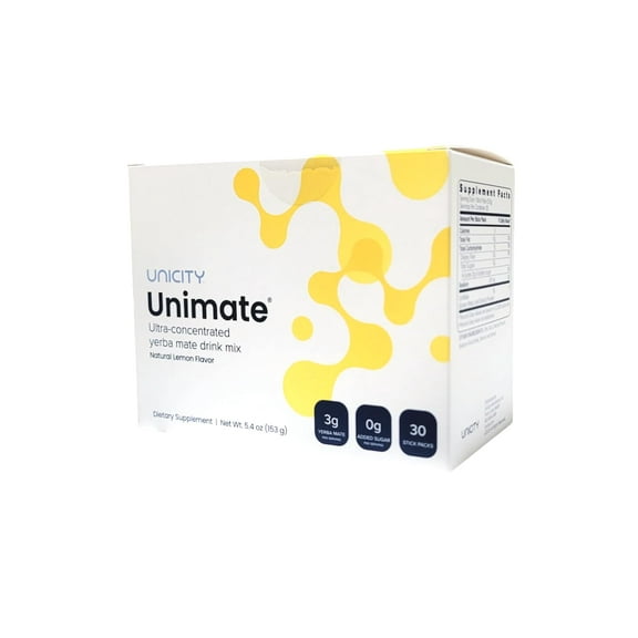 Unicity Unimate Lemon Ginger Beverage, 10 Sachets, Herbal Yerba Mate ...