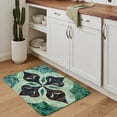 Abstract Green Black Flowers Front Door Mat Indoor Entrance, Vintage ...