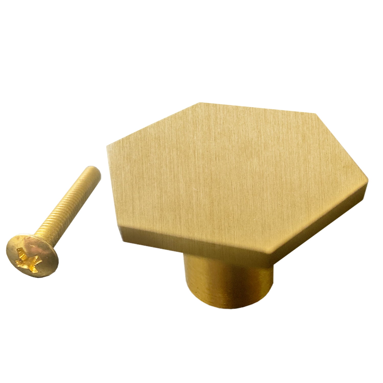Atlas 1.26 in. (32 mm) Gold Brushed Solid Brass Hexagonal Cabinet Knob ...