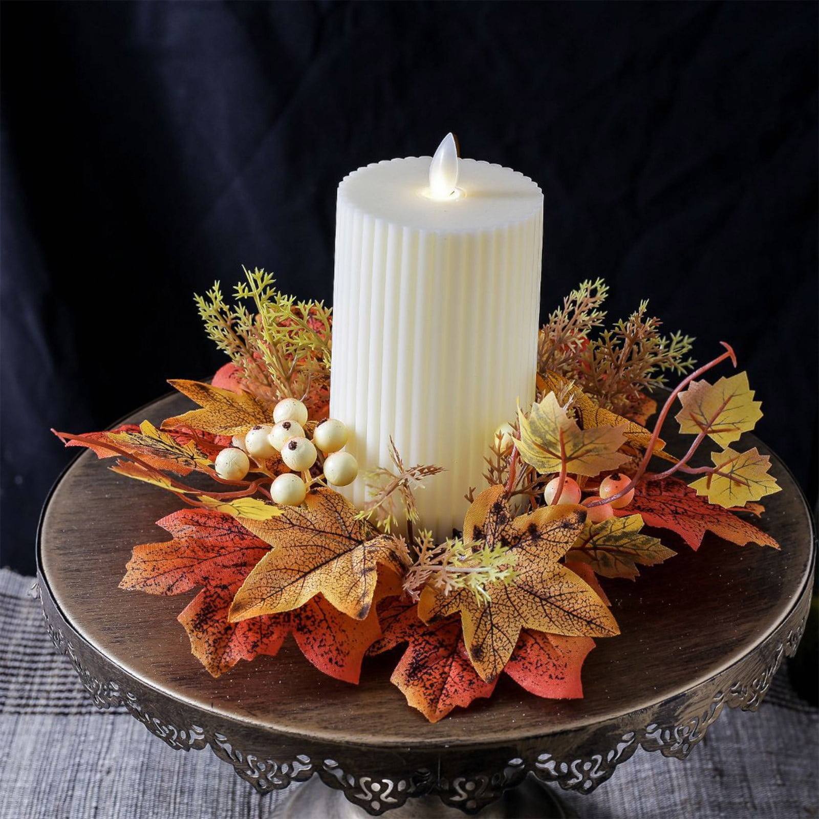 Click here for Fridja Halloween Candle Rings Artificial Maple Lea... prices