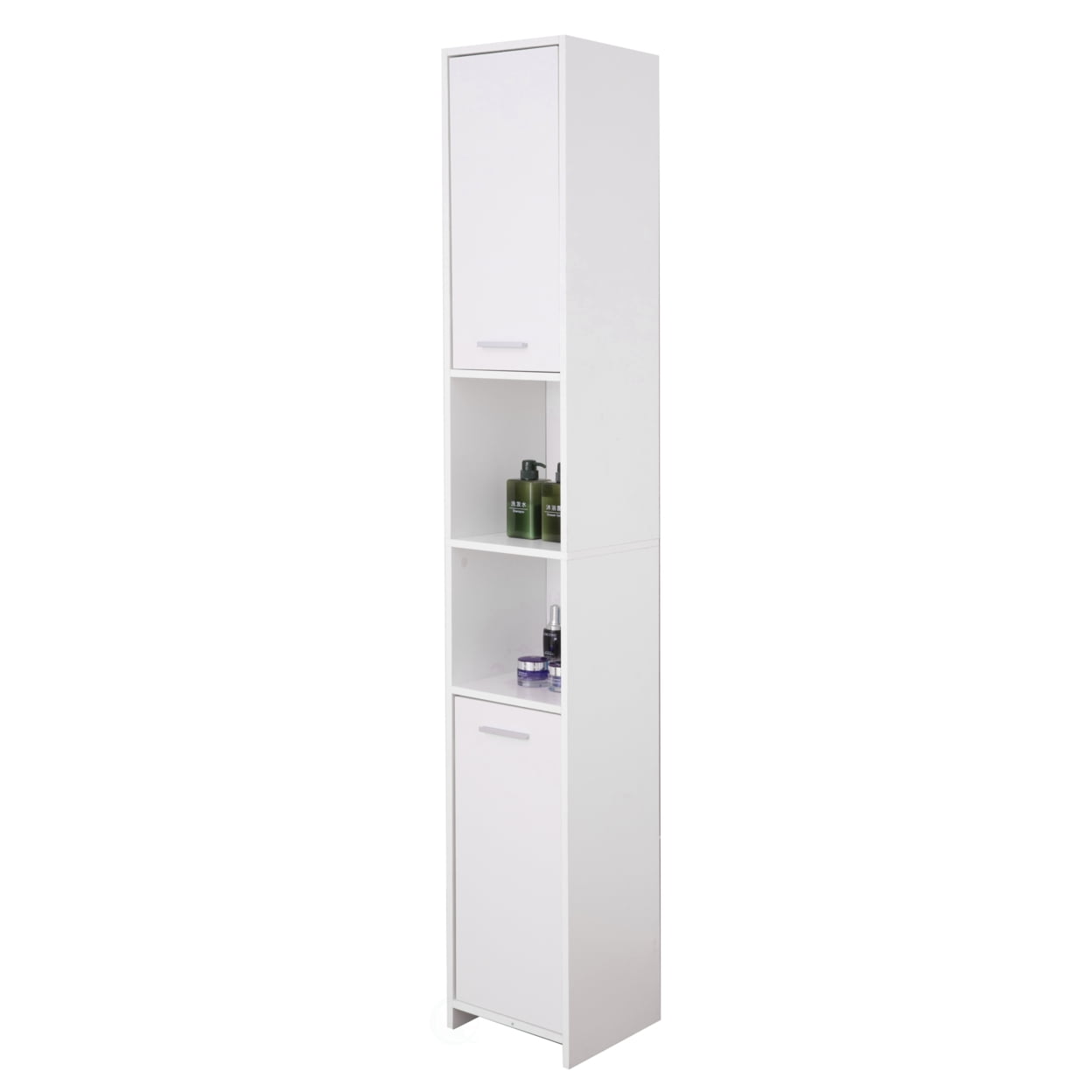 Modern White Standing Bathroom Tall Linen Tower Storage Cabinet ...
