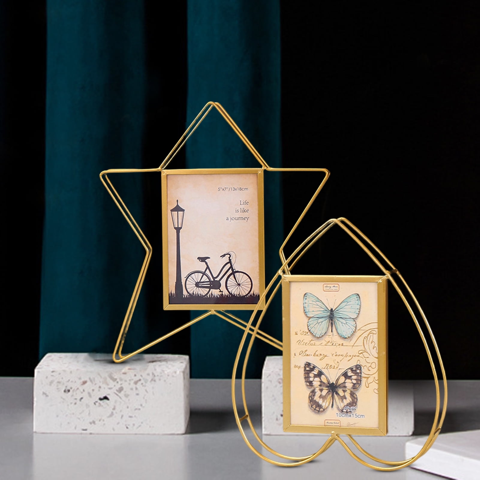 MAX Photo Frame Iron Art High Clarity Glass S/L Five-pointed Star/Heart ...