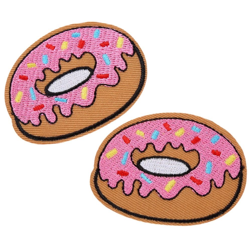 SPRING PARK 2Pcs Donut Embroidered Patch Iron On Sewing Applique Badge ...