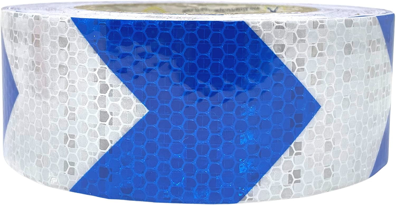 Blue/White Arrow Reflective Tape, 2" Hazard Warning Tape Waterproof ...