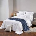 Abstract Waves Bed Runner Twin Size Modern Abstract Geometric Navy Blue ...