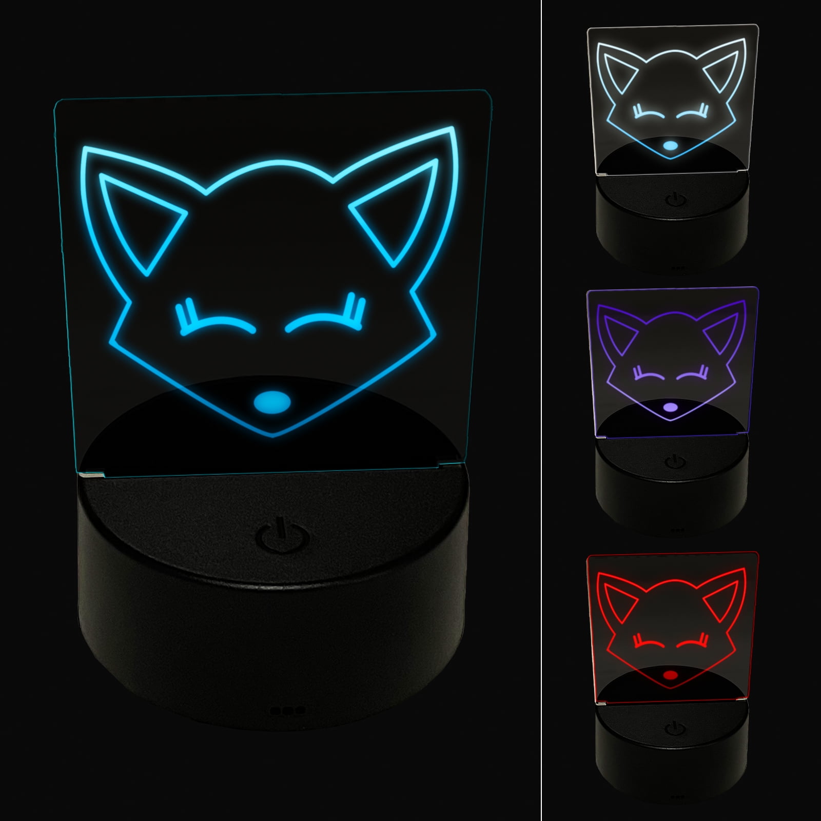 Fox Face LED Night Light Sign 3D Illusion Desk Nightstand Lamp ...