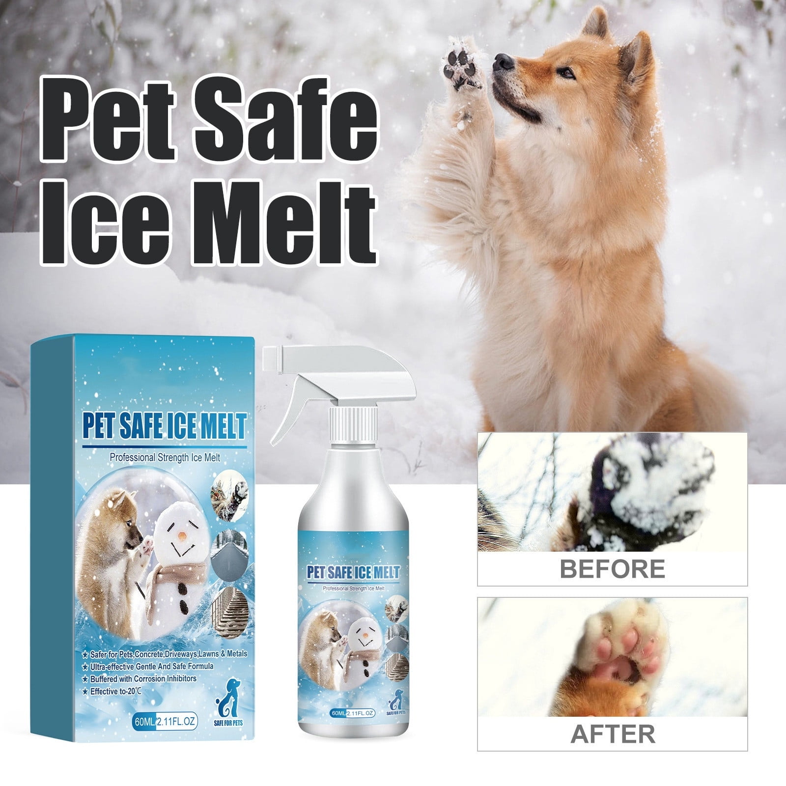 Pet Ice Melt and Deicer for Safe Sidewalk and Quick Melting Action ...