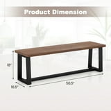Costway 56.5"L Large Wood Dining Bench with Metal Frame Adjustable ...