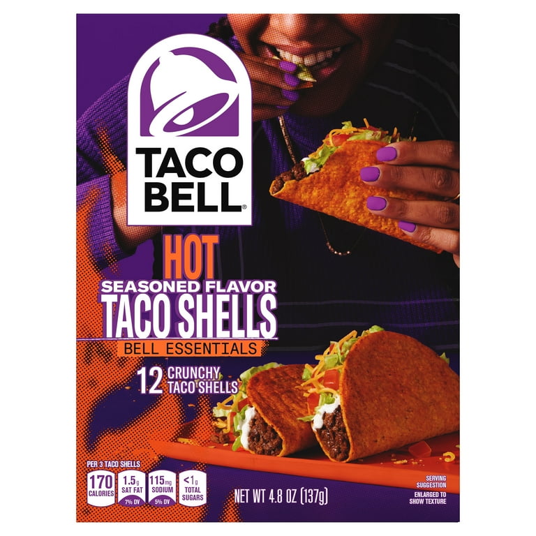Taco Bell Hot Crunchy Seasoned Flavor Taco Shells, 12 Ct, 42% OFF