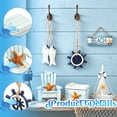 7 Pcs Wooden Lighthouse & Mini Sailboat Deep Blue Model Decoration for ...