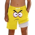 Baby Swimsuit Boy Emoji Print Quick Dry Swim Shorts with Boxer Brief ...