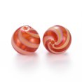 50pc Transparent Handmade Blown Glass Globe Beads Stripe Pattern Round ...