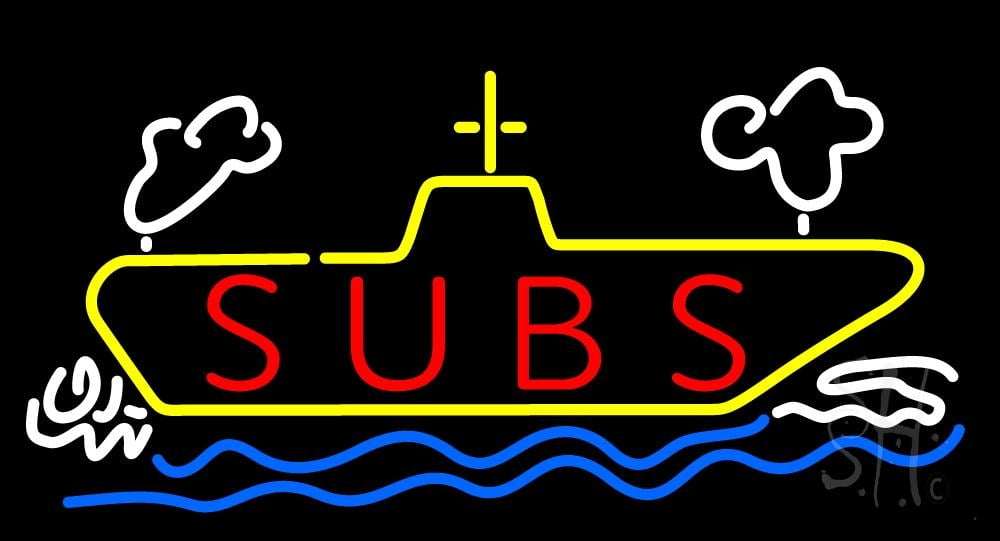 Subs LED Neon Sign 13 x 24 - inches, Clear Edge Cut Acrylic Backing ...