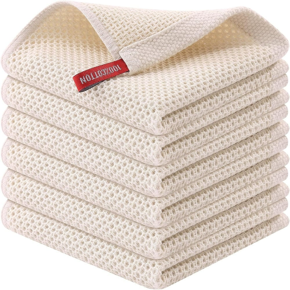 Click here for Keinxs 6 Pack 100 Cotton Dish Towels Waffle Weave... prices
