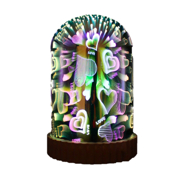 Kids 3D Night Light LED Hearts Glass Lamp Light Magical Crystal Ball ...