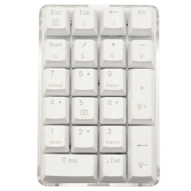 21 Keys White Backlit Mechanical Numeric Keypad Numpad with Cherry Blue ...