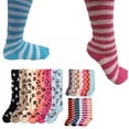 6 Pairs Women Girl Winter Knee High Socks Cozy Fuzzy Slipper Warm Long
