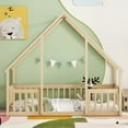 Harper & Bright Designs Twin Size House Bed with Fence, Wood Twin Floor ...