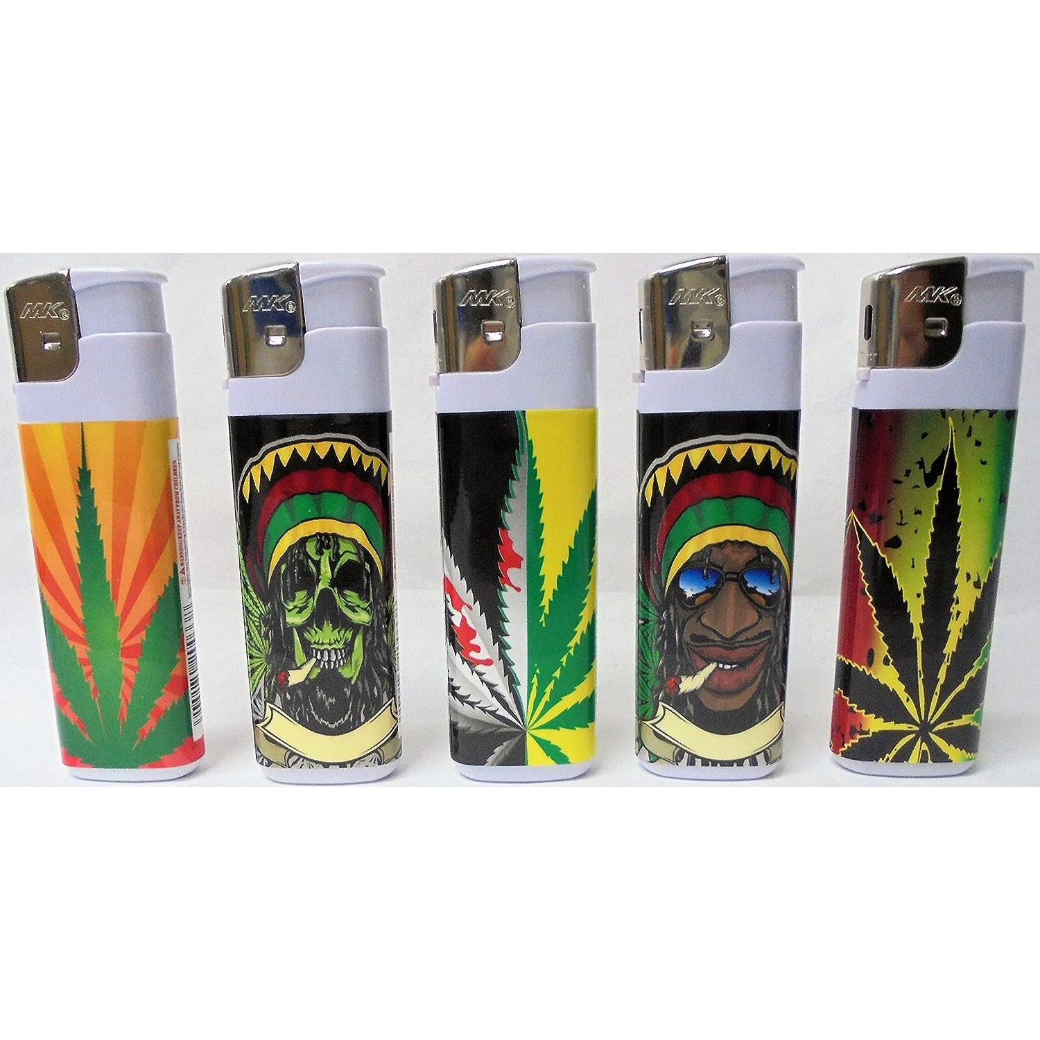 18 Assorted Rasta Design Lighters (Designs Randomly Selected) 1274leaf3 ...