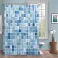 Blue White Color Block Shower Curtain for Bathroom, Summer Watercolor ...