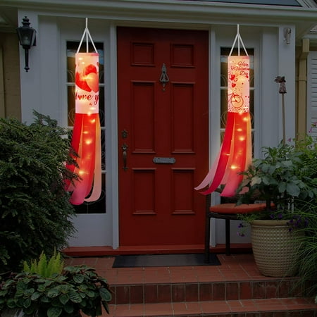 2 Pieces Happy Valentine's Day Windsock Polyester Garden Windsock Heart ...