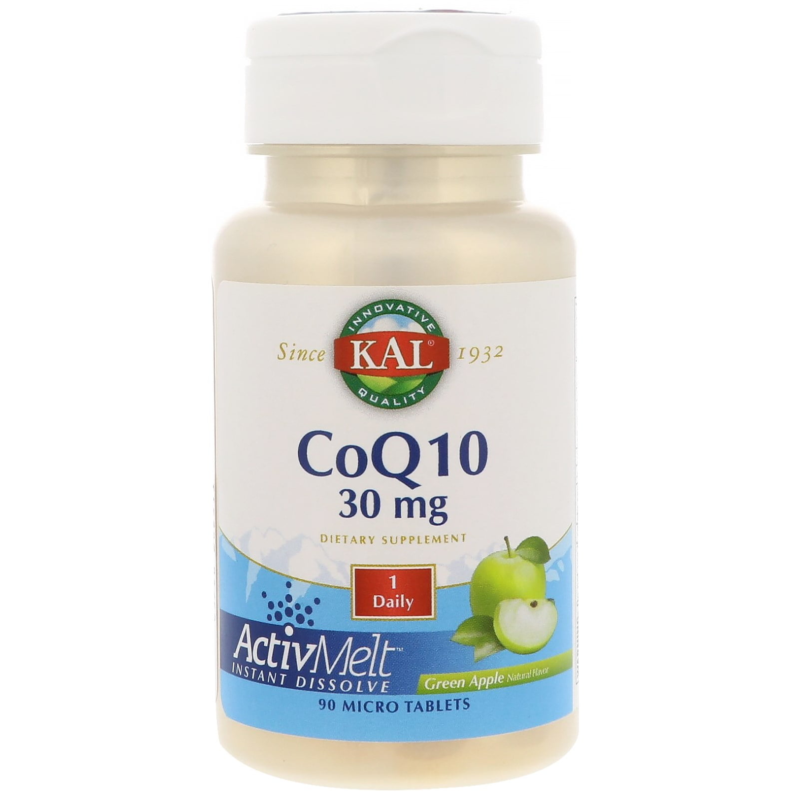 Kal - CoQ10 ActivMelt Green Apple 30 mg. - 90 Micro Tablets - Walmart.com