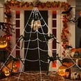 16 FT Giant Spider Web Halloween Decorations Outdoor with 12inch Large ...