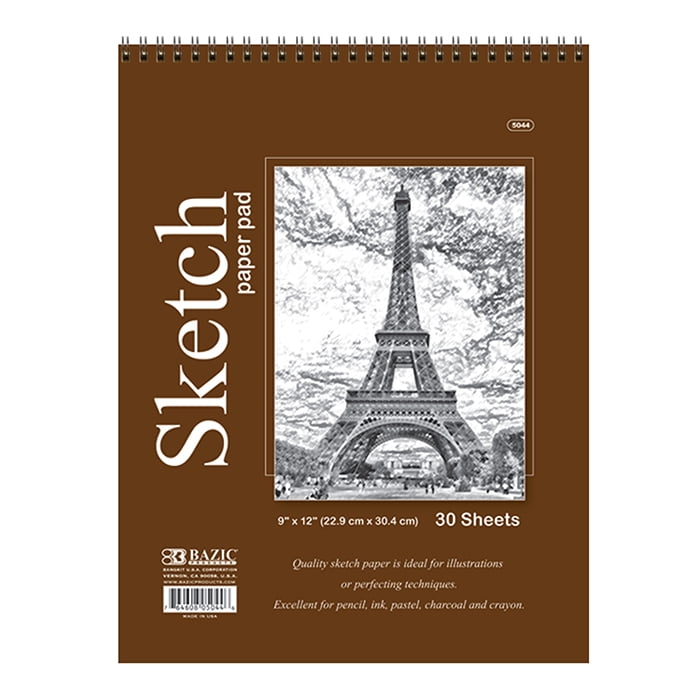 BAZIC Sketch Pad 30 Sheets 9" X 12" Top Spiral Sketchbook Drawing Pads ...