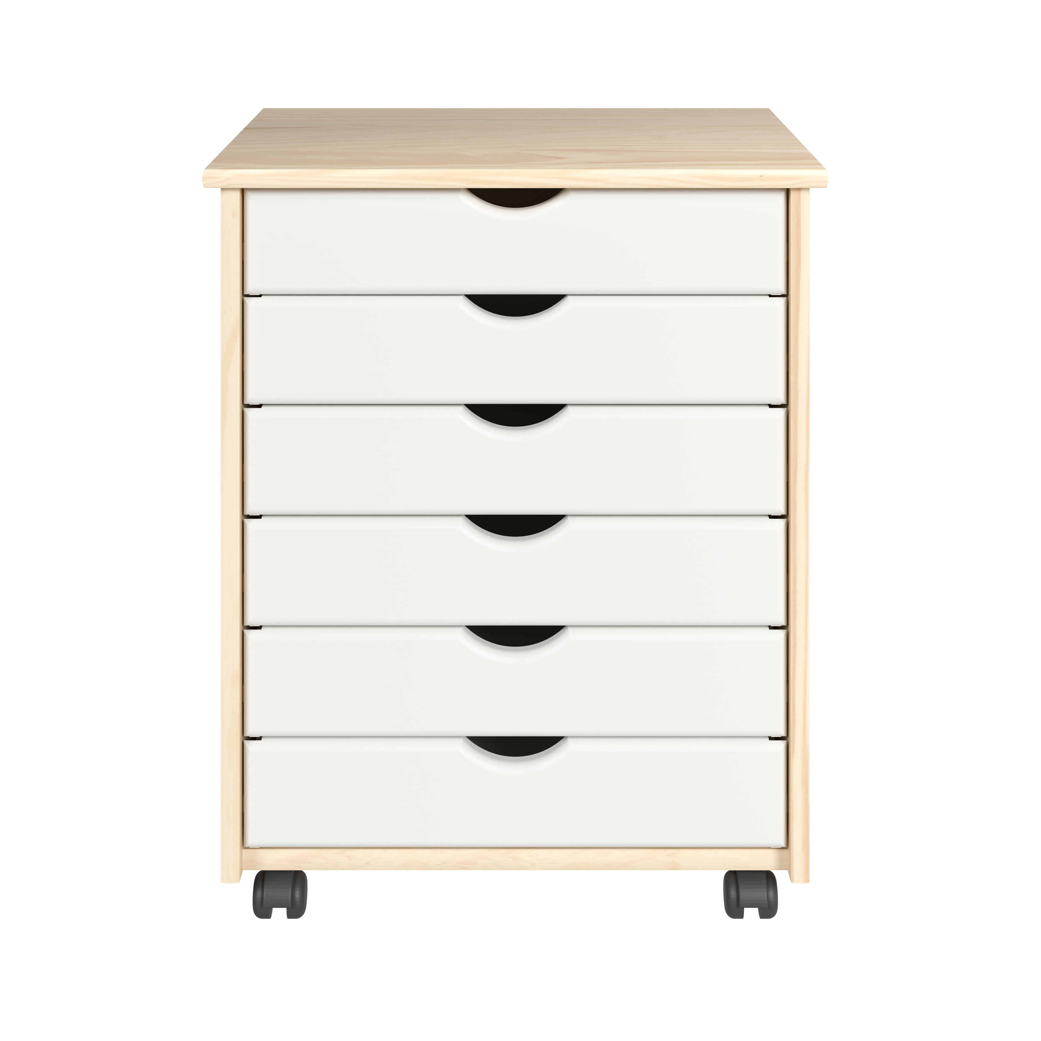 Adeptus Original Roll Cart, Solid Wood, 6 Drawer Extra Wide Roll Cart ...