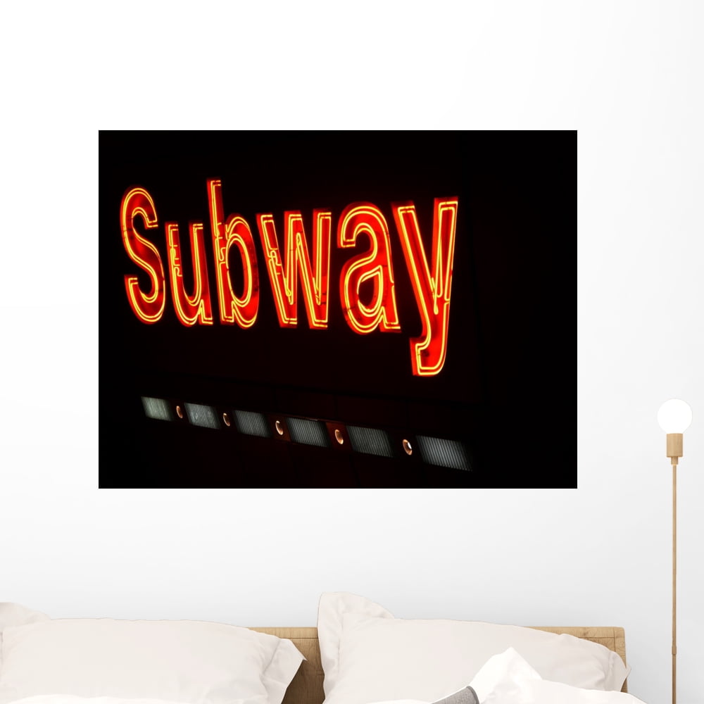 Neon Subway Sign New Wall Mural Decal by Wallmonkeys Vinyl Peel and ...