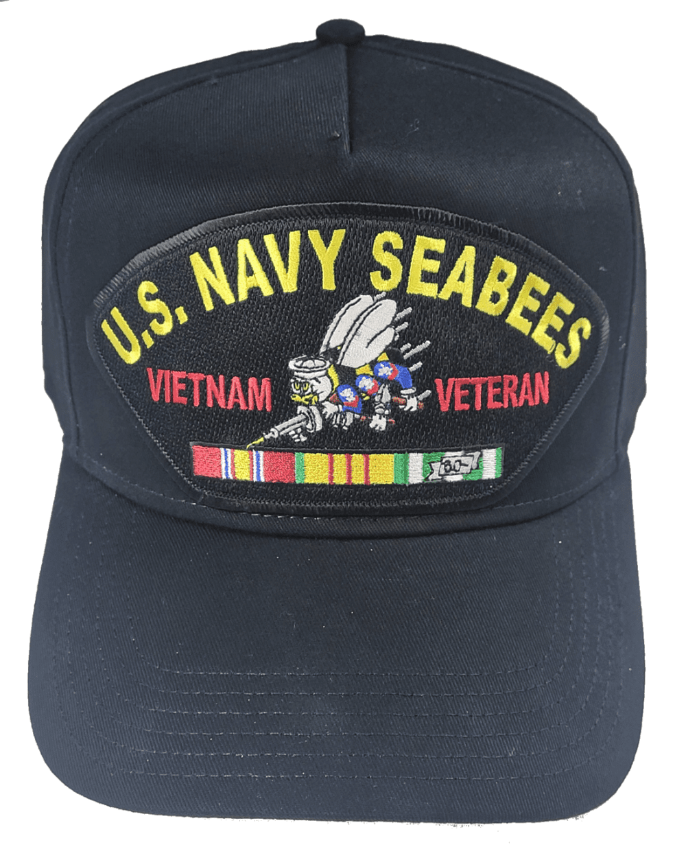 NAVY SEABEE VIETNAM VETERAN with BEE and SERVICE RIBBONS HAT - Black ...