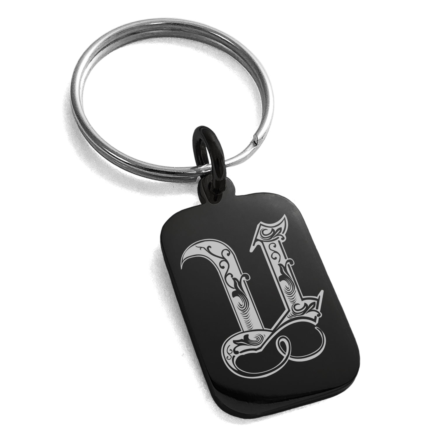 Stainless Steel Letter U Initial Royal Monogram Engraved Small ...
