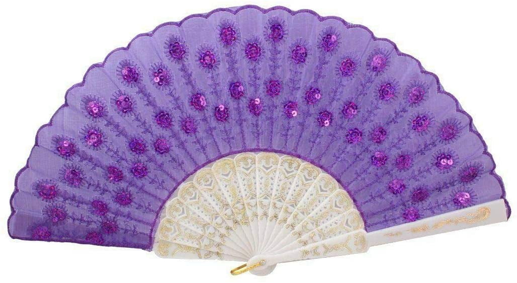 Set of 12 Purple Hand Held Folding Fans w/Gift Bags for Party Favors ...