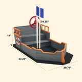 Outsunny Wooden Kids Pirate Sandbox, Outdoor Sandboat with Bench Seats ...