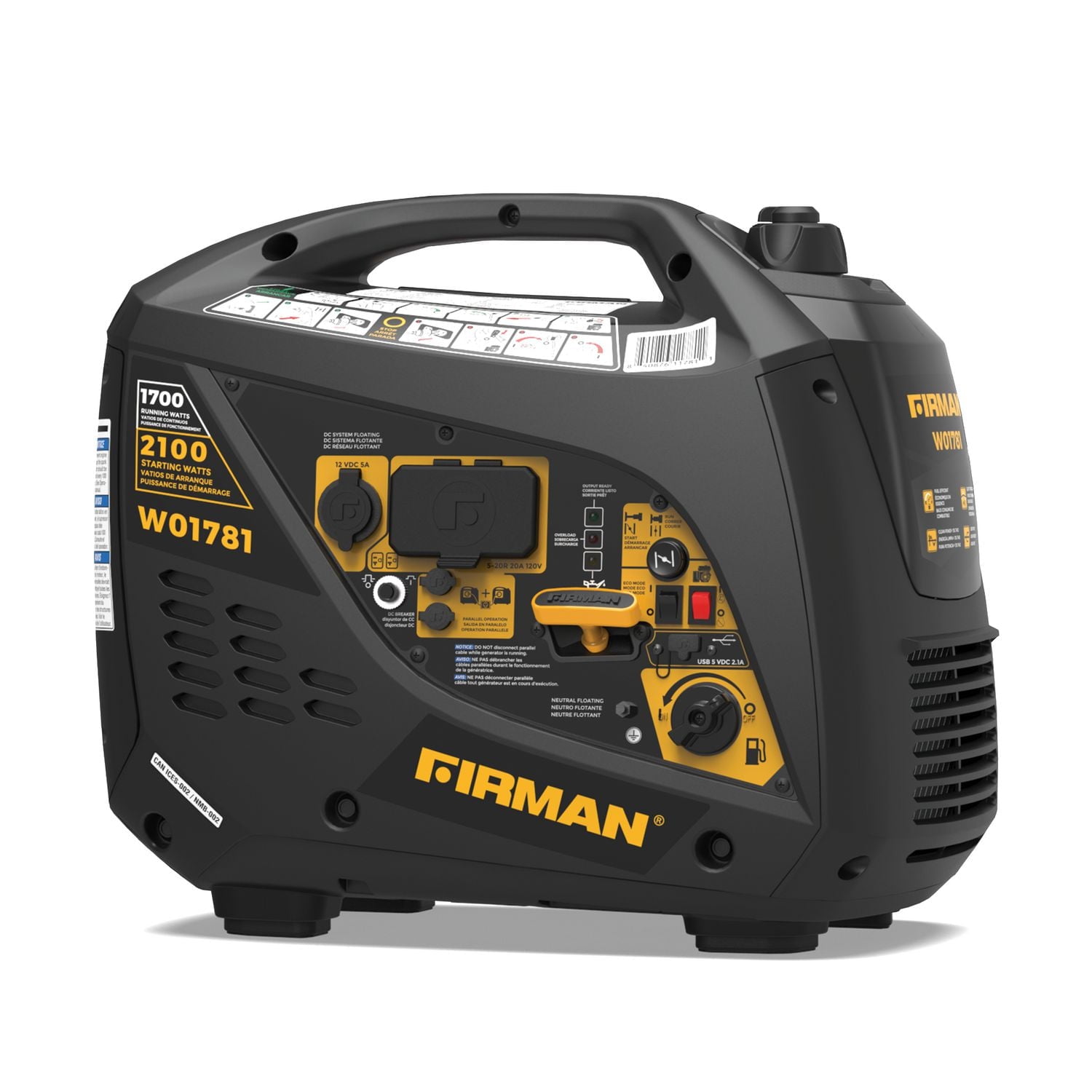 Firman Power Equipment W01781 Gas Powered 2100/1700 Watt Inverter ...