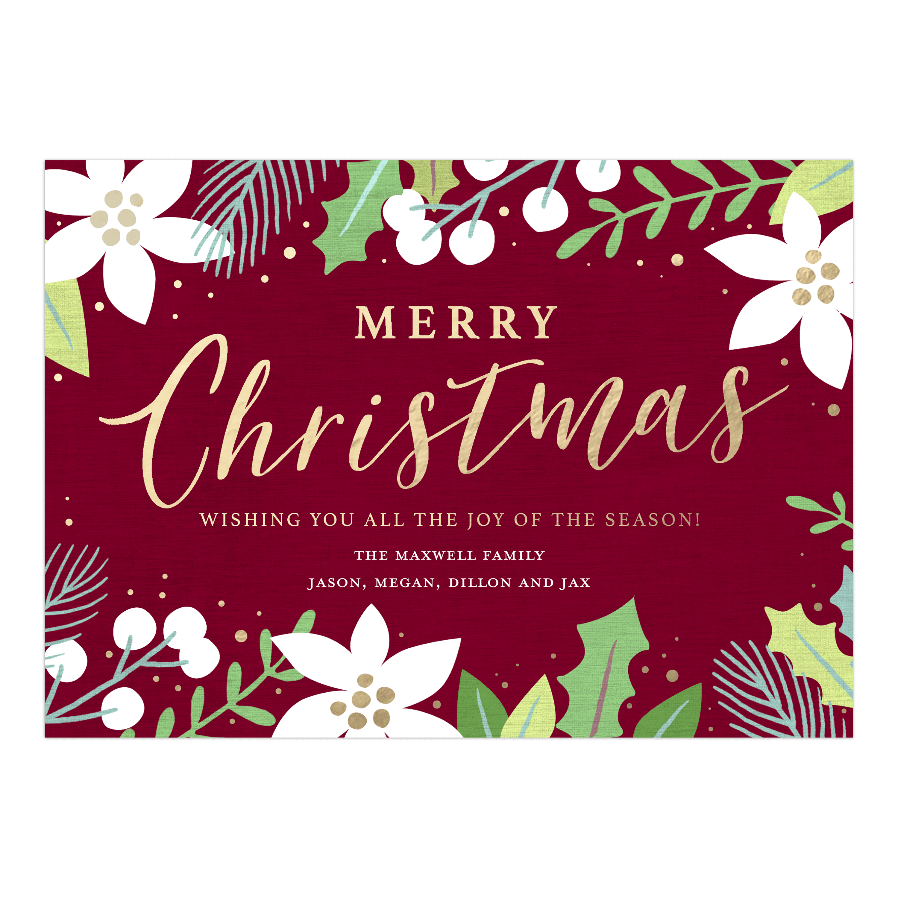 Personalized Holiday Photo Card Casual Floral Walmart Walmart