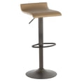 Industrial Style Adjustable Bar Stools Set of 2, Swivel Faux Leather ...