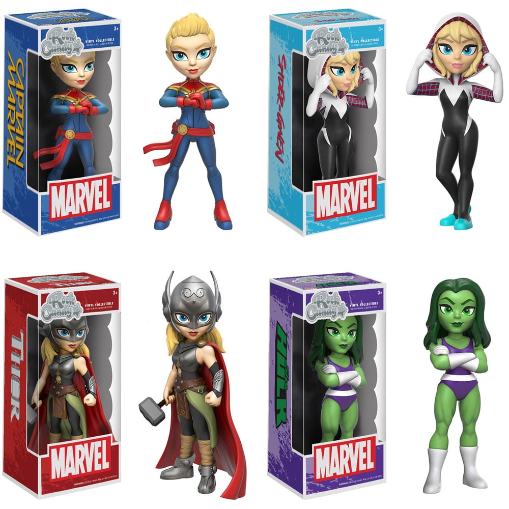 Funko Rock Candy - Marvel Vinyl Figures - SET OF 4 (Lady Thor, She-Hulk ...